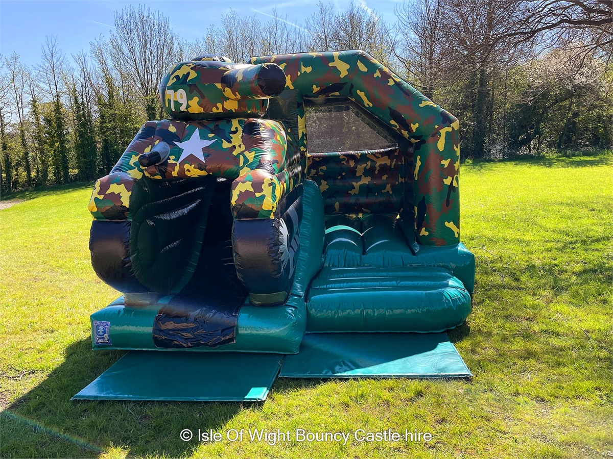 Tank army bouncy castle slide hire on the isle of wight
