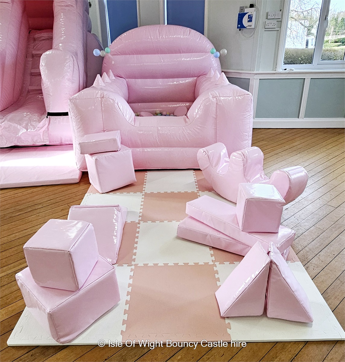 Pastel pink soft play set - Bouncy Castle Hire and party hire in Isle ...